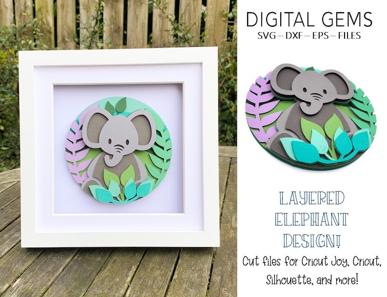 Elephant Shadow Box SVG Digital Download. Works With Cricut - Etsy UK