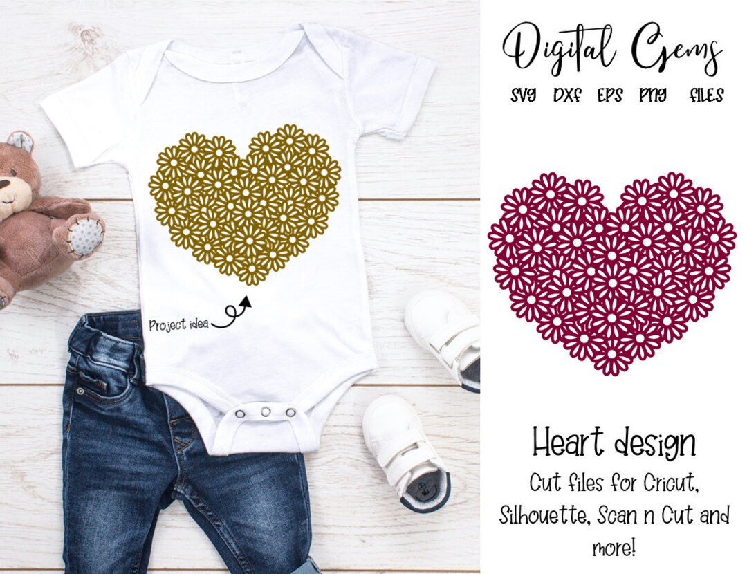 Heart Design, Svg / Dxf / Eps / Png Files. Digital Download. Compatible ...