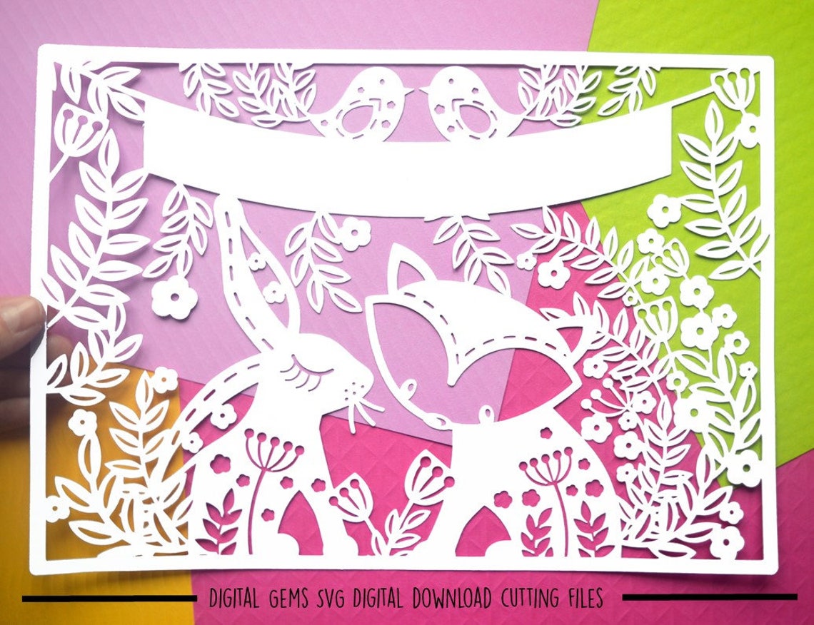 Rabbit and Fox Paper Cut Design. Svg / Dxf / Eps Files and Pdf | Etsy