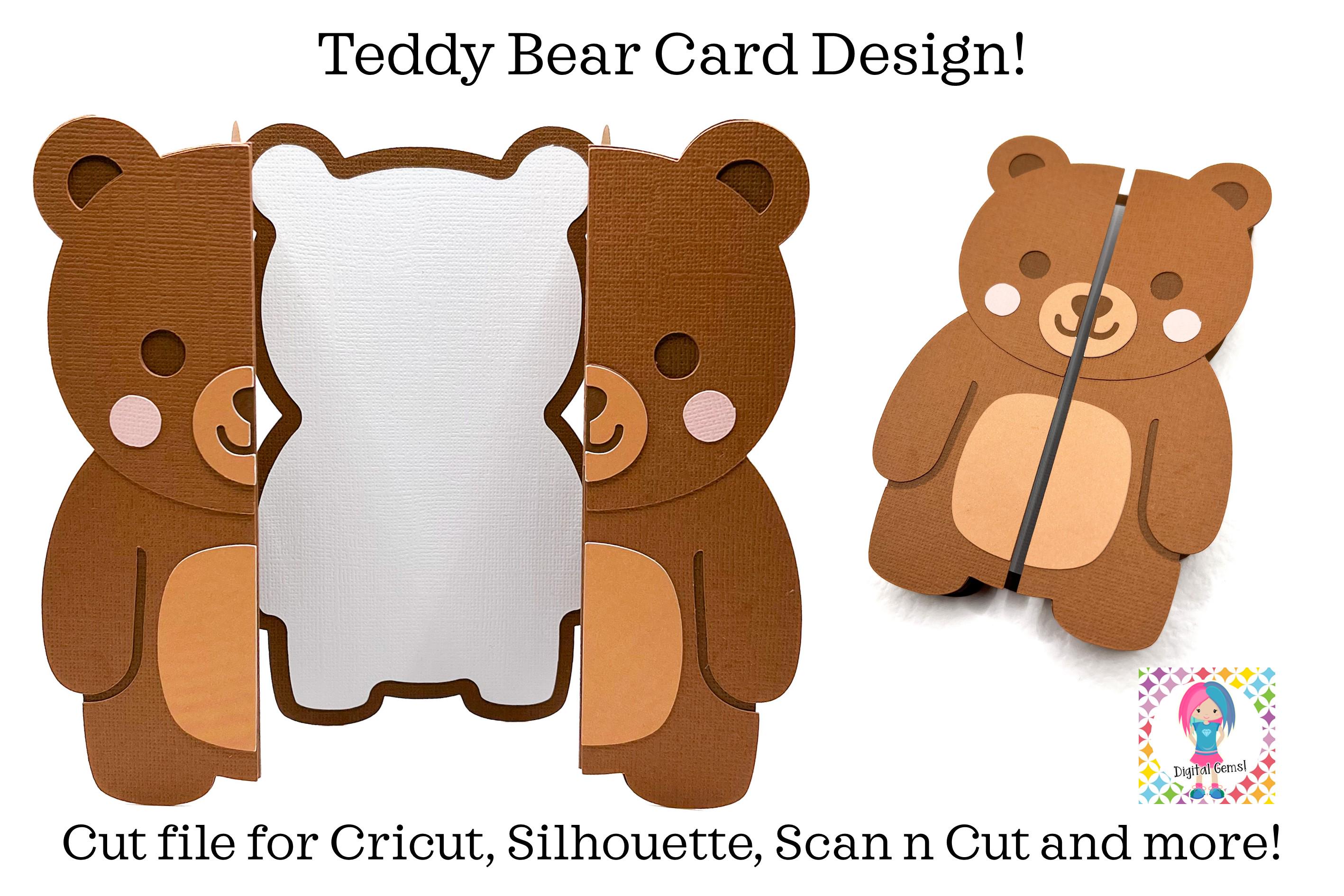 Teddy Bear Card SVG – Gatefold Card for Cricut, Scan N Cut & Silhouette ...
