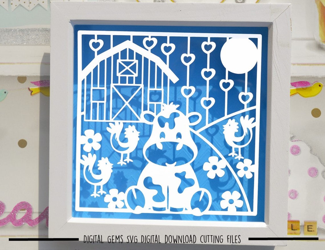 Farm. Cow Paper Cut Svg / Dxf / Eps Files and Pdf / Png - Etsy
