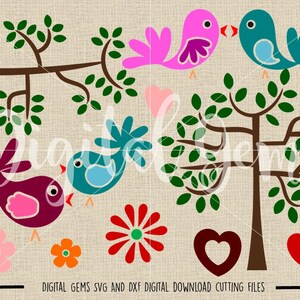 Birds, Trees, Flowers Svg / Dxf / Eps / Png Files. Digital Download ...