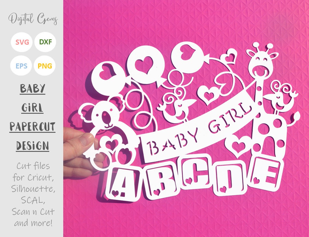 Baby Girl Paper Cut Design. Svg / Dxf / Eps / Files and Pdf / Png ...
