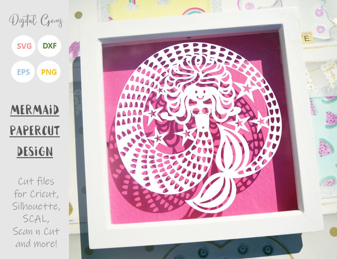 Mermaid Paper Cut Svg / Dxf / Eps Files and Pdf / Png Printable ...