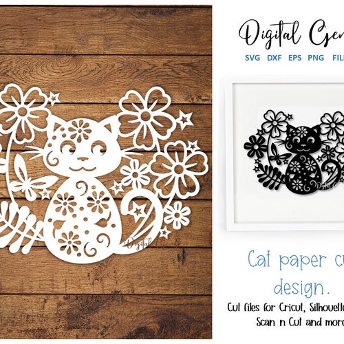 Cat Paper Cut Design. Svg / Dxf / Eps / Png Files and Pdf / - Etsy UK