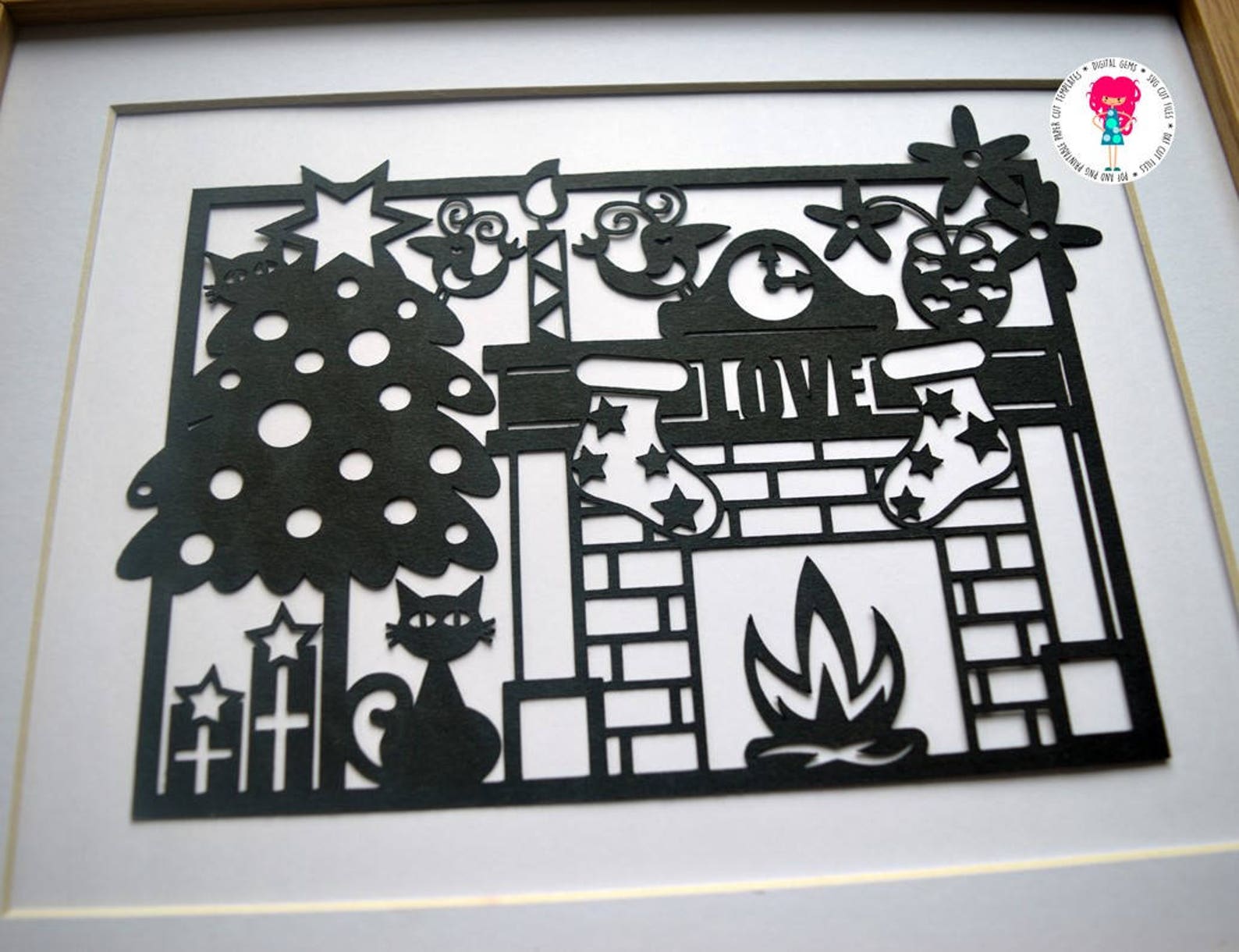 Cat Christmas Paper Cut Svg / Dxf /eps Files and Pdf / Png | Etsy