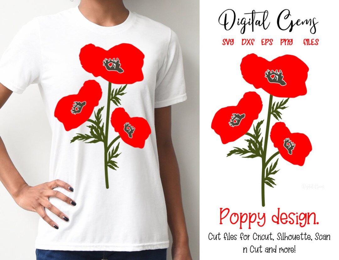 Poppy Flower Design Svg / Dxf / Eps / Png Files. Digital Download ...