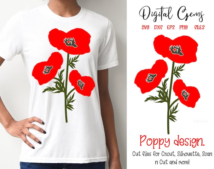 Poppy Flower Design Svg / Dxf / Eps / Png Files. Digital - Etsy UK