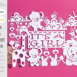 It's a Girl Paper Cut Svg / Dxf / Eps / Files and Pdf / Png Printable ...