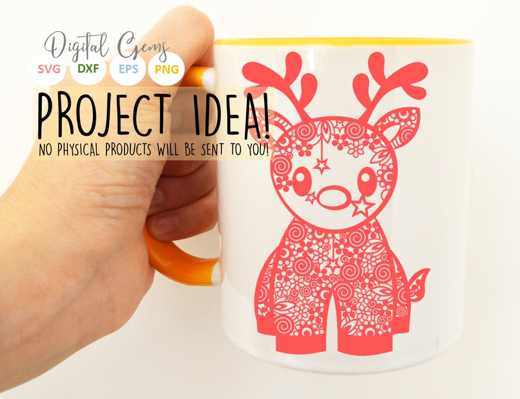 Reindeer Zentangle Paper Cut Svg / Dxf / Eps / Files and Pdf | Etsy