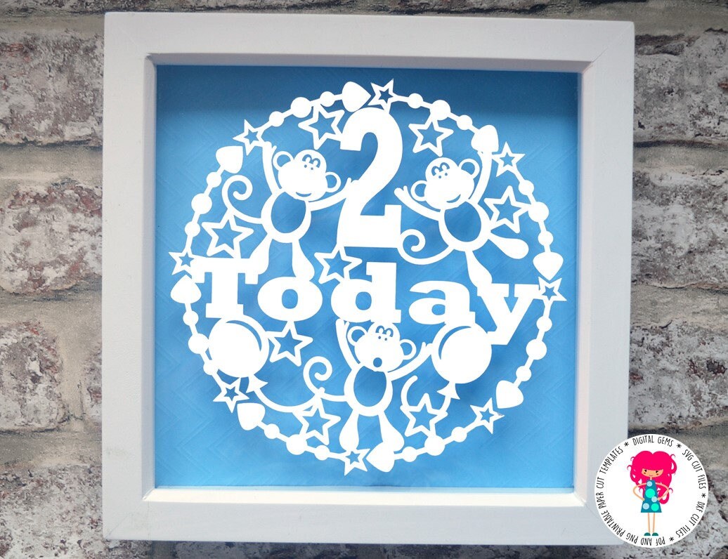 2 Today Monkey Paper Cut Svg / Dxf / Eps / Files and Pdf / | Etsy