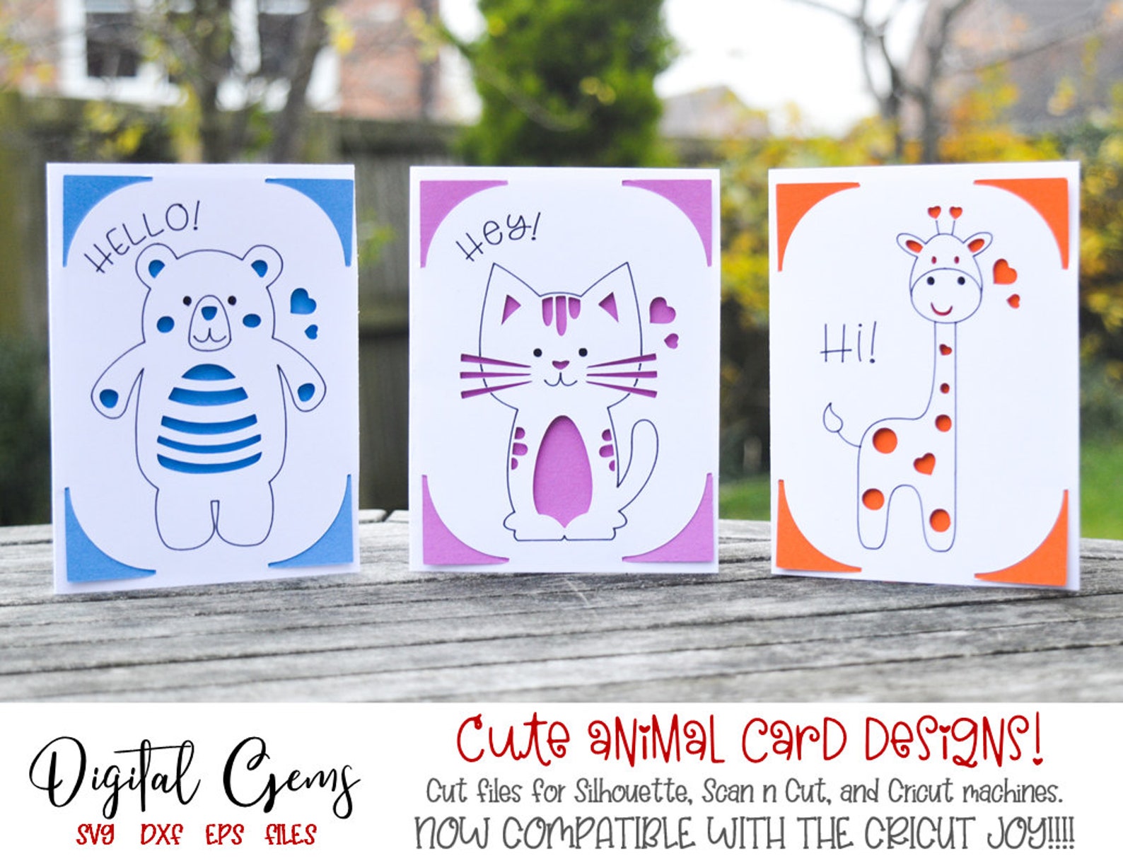 Animal Card Designs. Svg / Dxf / Eps Files. Digital Download. | Etsy