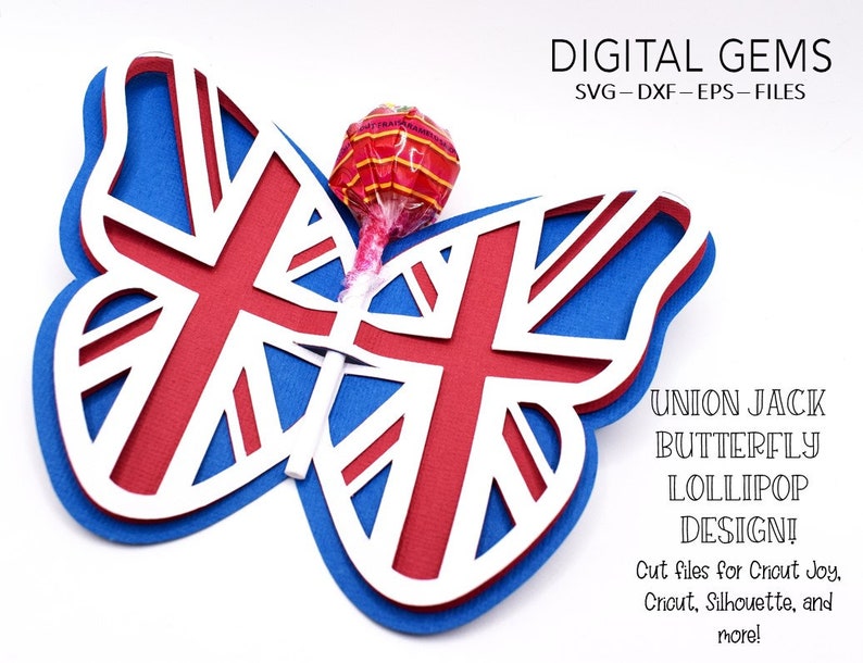 Butterfly Lollipop / Sucker Holder Union Jack Design Svg / Dxf - Etsy UK