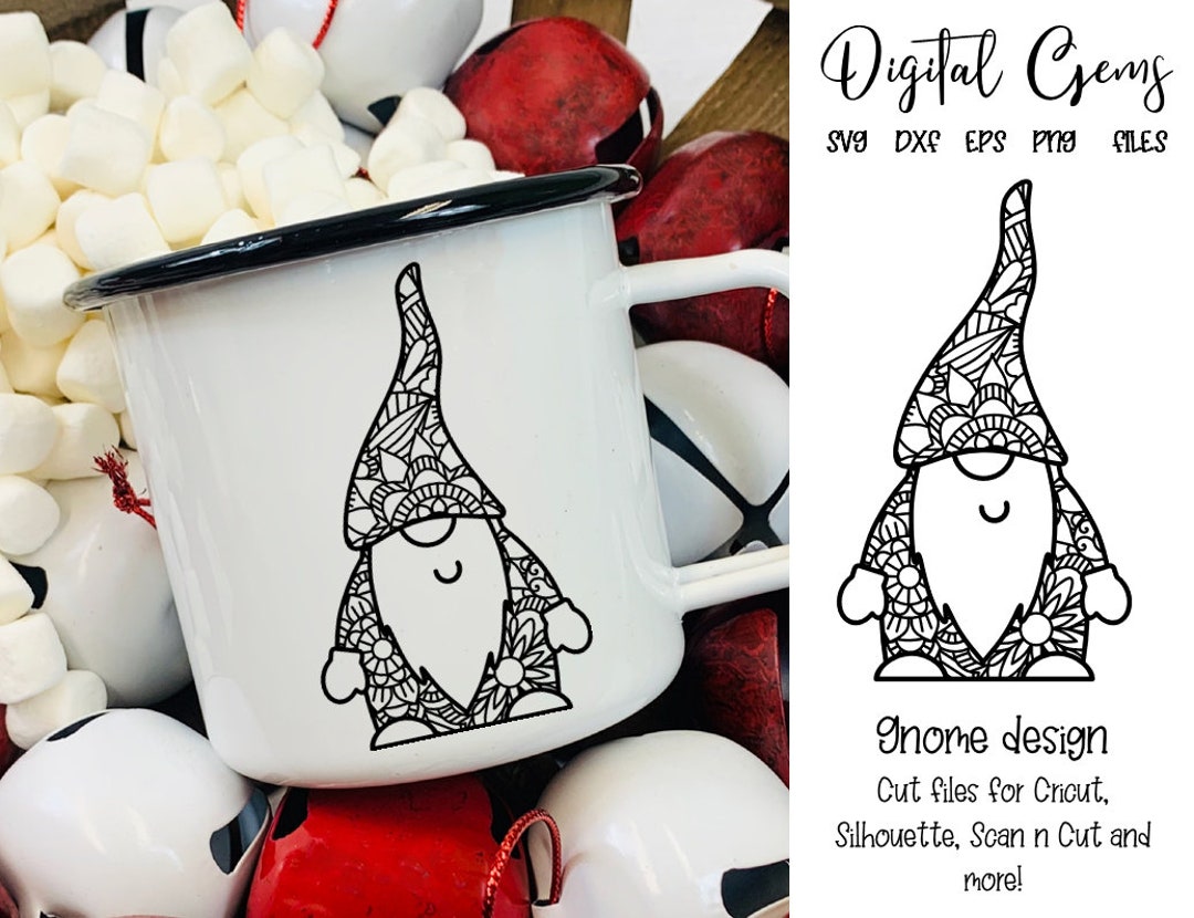 Zentangle Gnome, Christmas Design Svg / Dxf / Eps / Png Files. Digital ...
