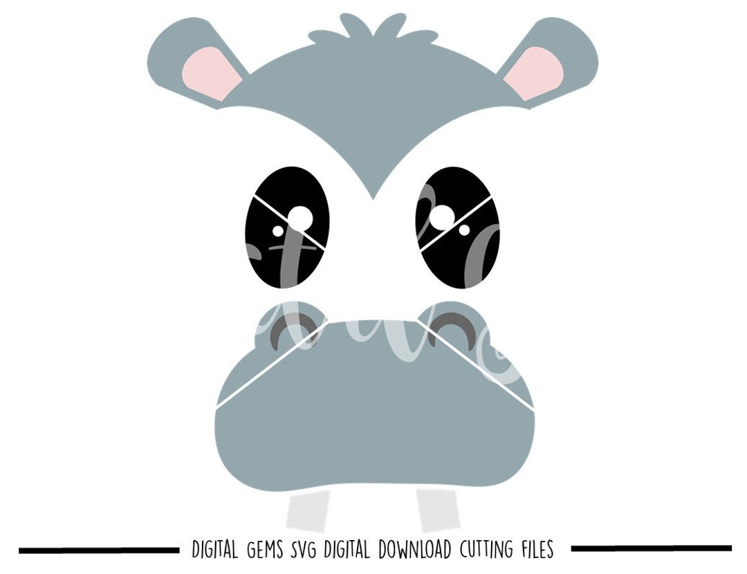 Hippo Face Svg / Dxf / Eps / Png Files. Digital Download. Compatible ...