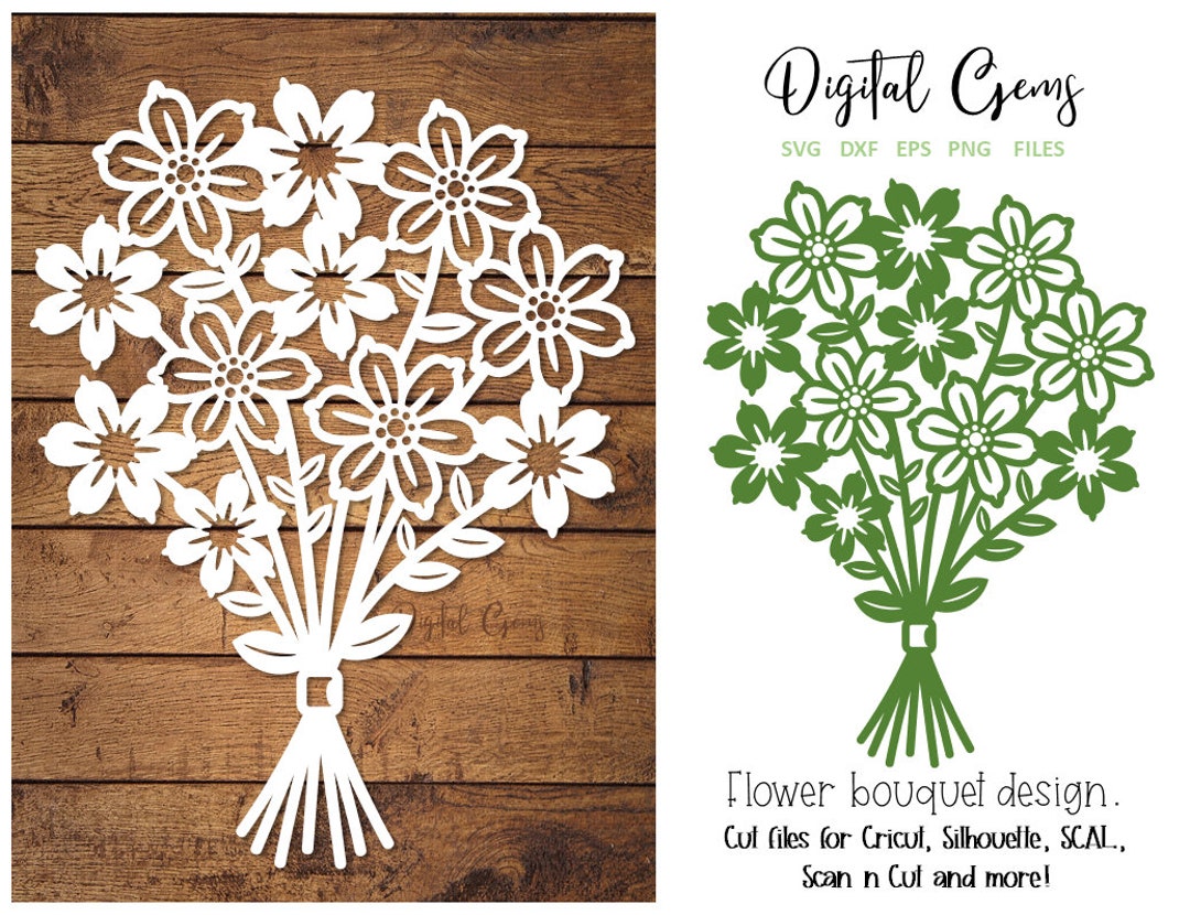 Flower Bouquet Paper Cut Design. Svg / Dxf / Eps Files and Pdf / Png ...
