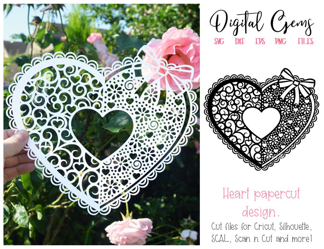 Love Heart Paper Cut Design. Svg / Dxf / Eps / Png Files and Pdf / Png ...