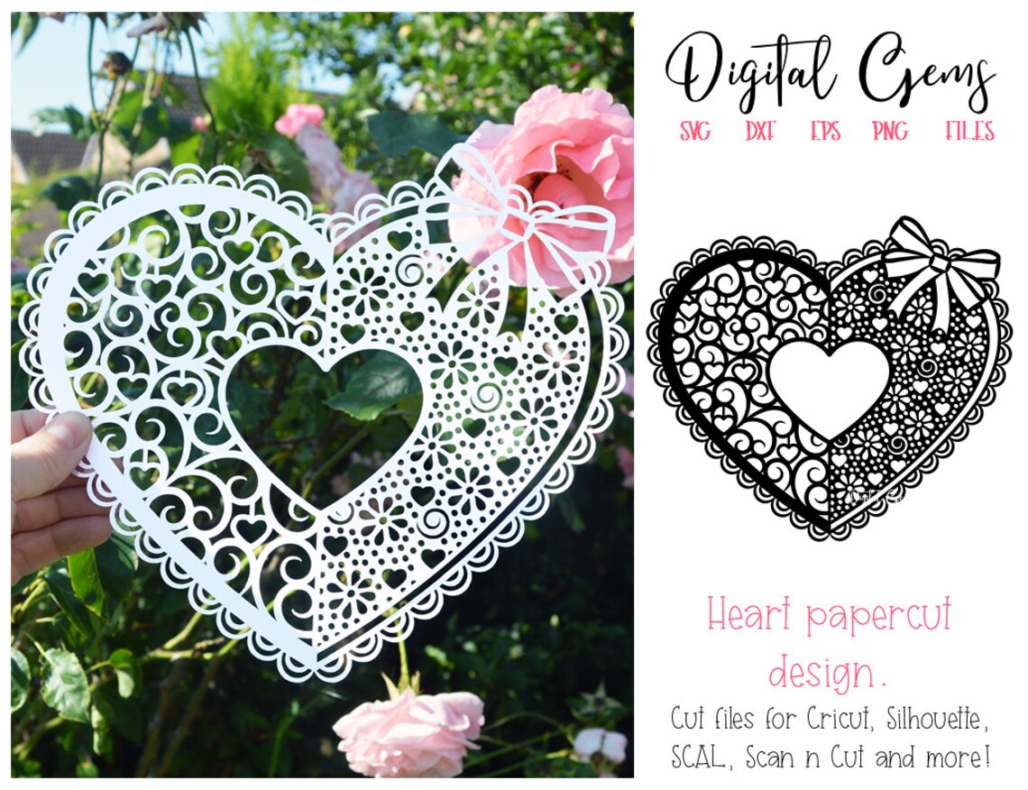 Love Heart Paper Cut Design. Svg / Dxf / Eps / Png Files and Pdf / Png ...