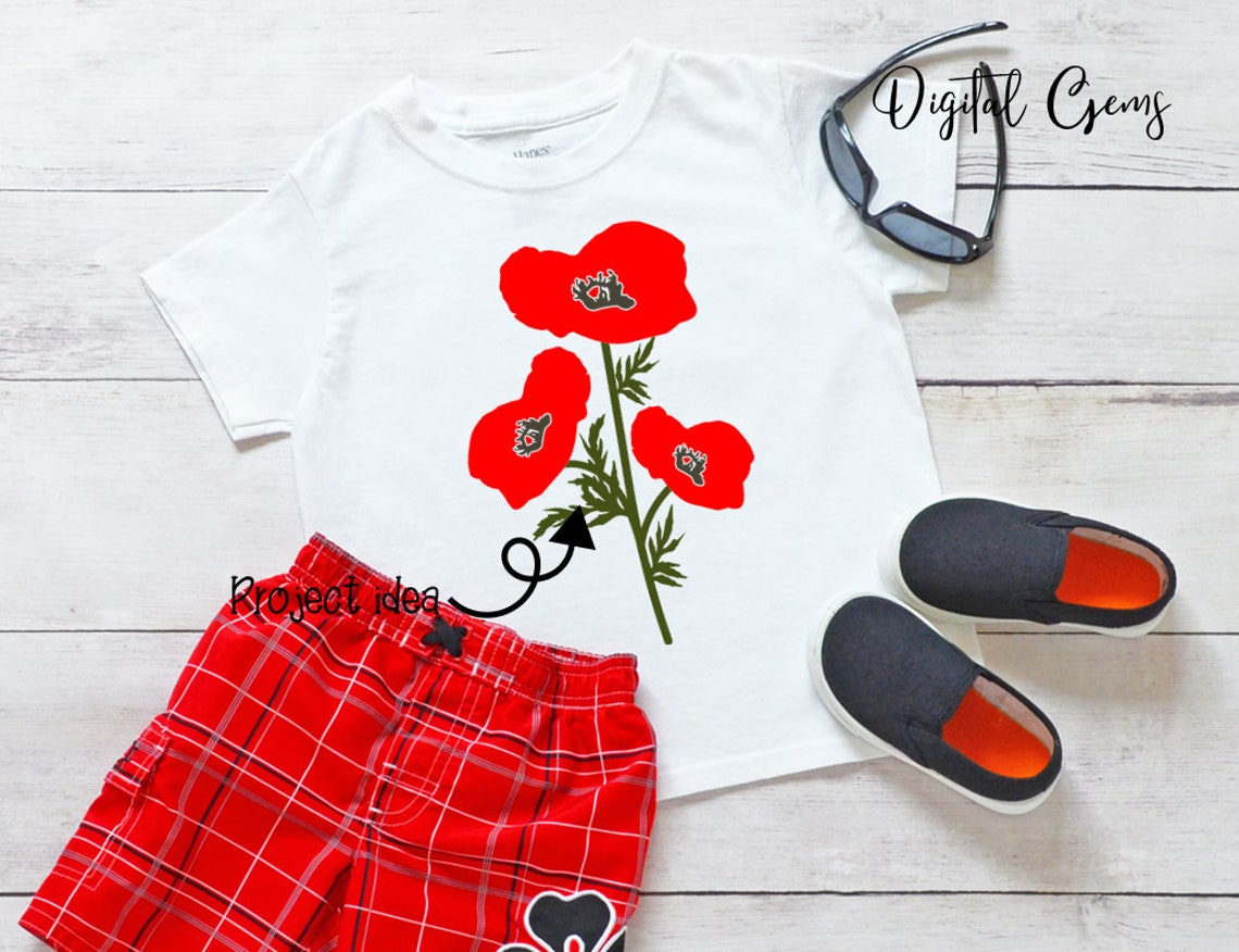 Poppy Flower Design Svg / Dxf / Eps / Png Files. Digital - Etsy UK