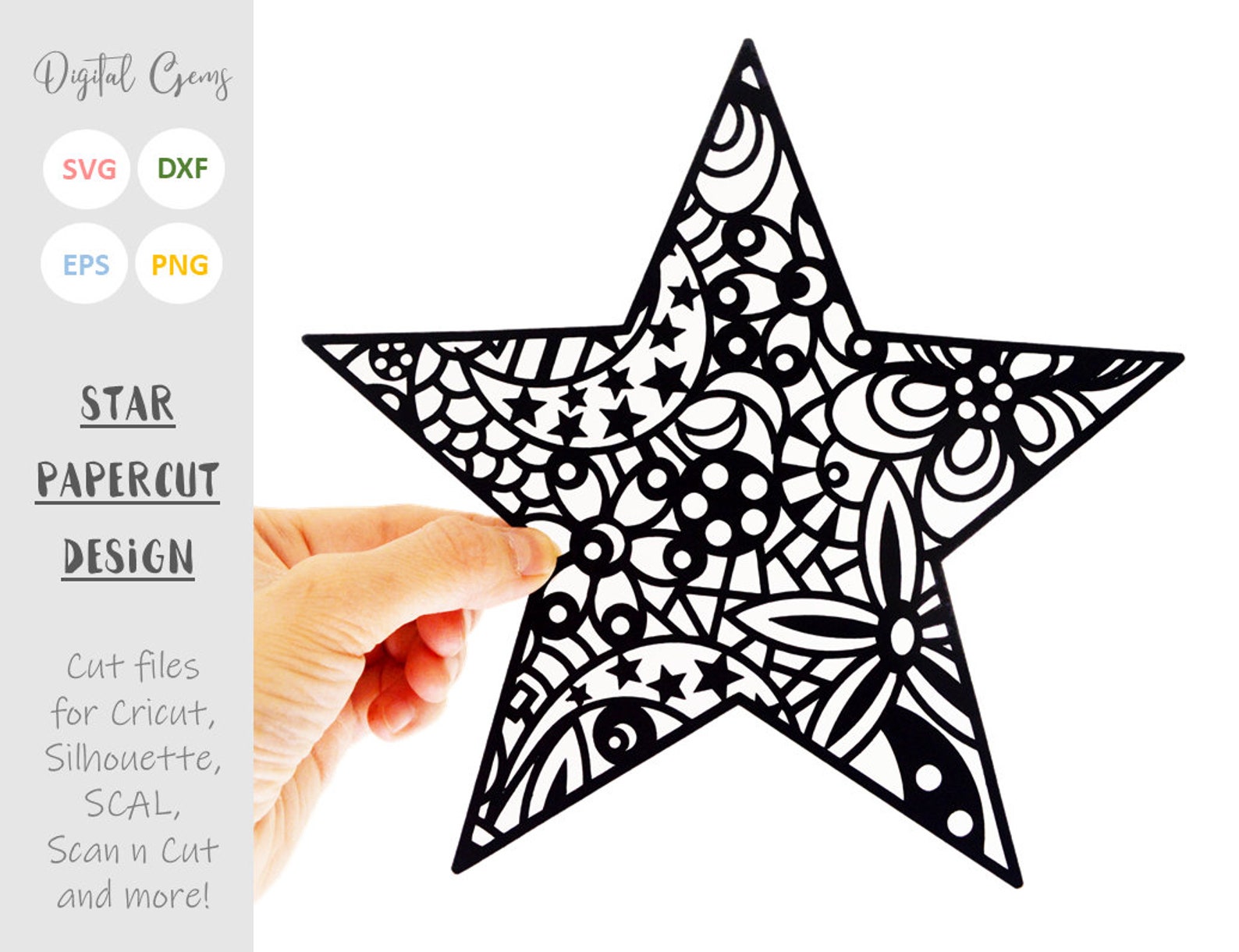 Star Paper Cut Svg / Dxf / Eps / Files and Pdf / Png Printable ...