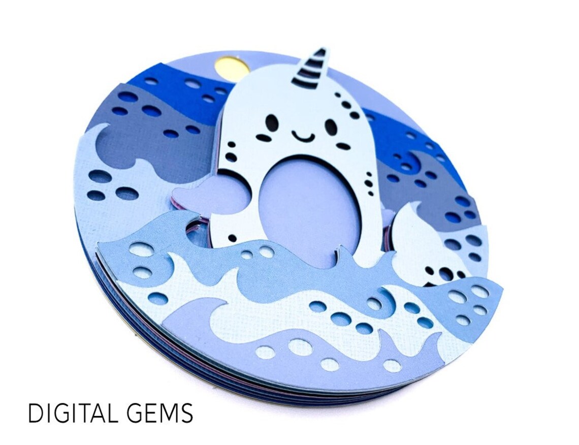 Narwhal Shadow Box SVG: Layered Sea Design (digital Download) - Etsy