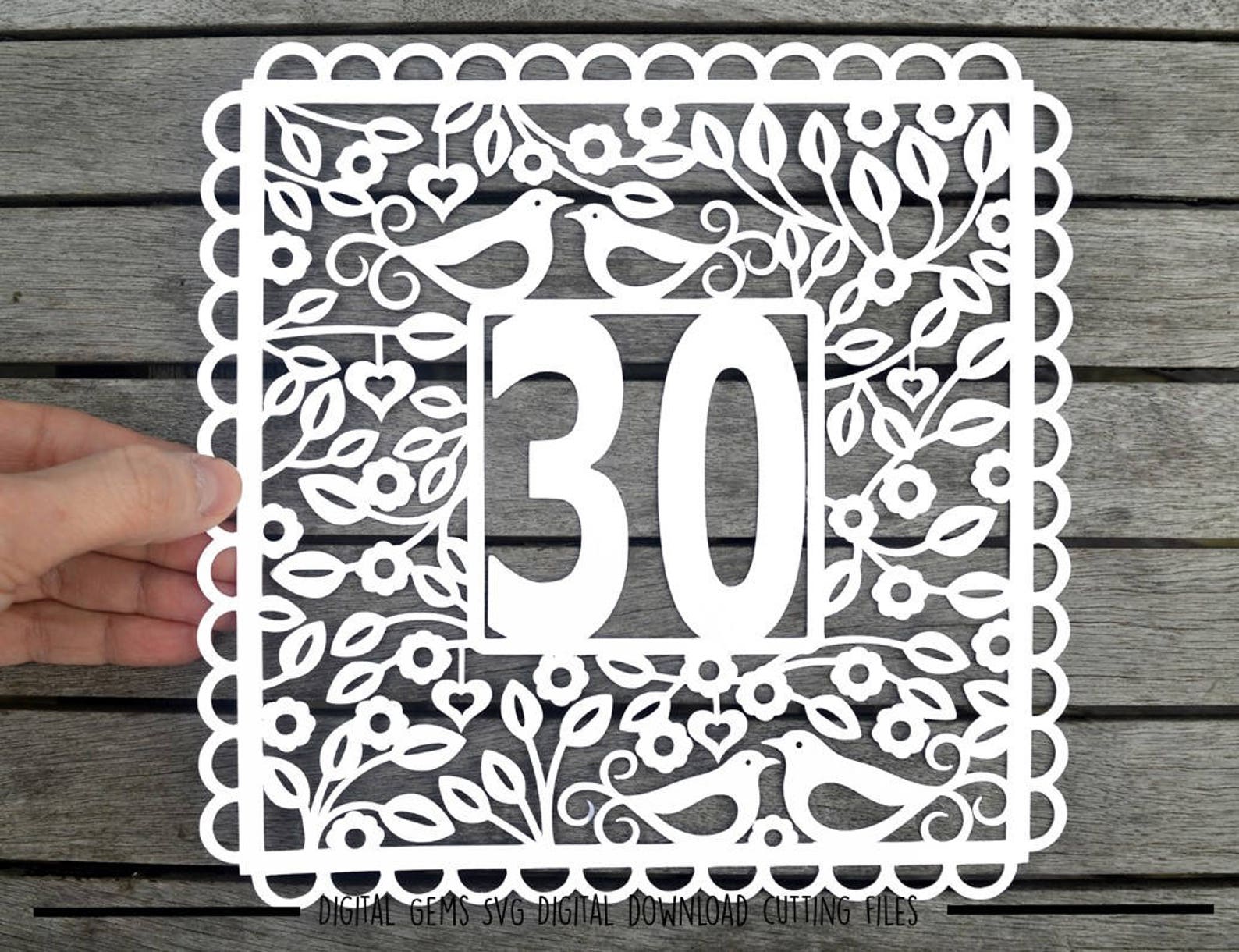 Number 30 Paper Cut Svg / Dxf / Eps / Files and Pdf / Png - Etsy UK