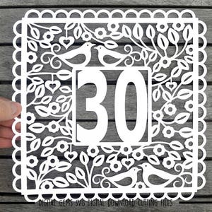 Number 30 Paper Cut Svg / Dxf / Eps / Files and Pdf / Png Printable ...