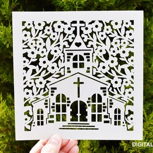 Church Paper Cut Design. Christening / Baptism / Wedding / Engagement ...