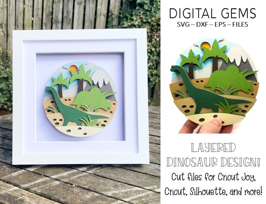 Dinosaur Shadow Box SVG | Digital Download. Works With Cricut Joy ...