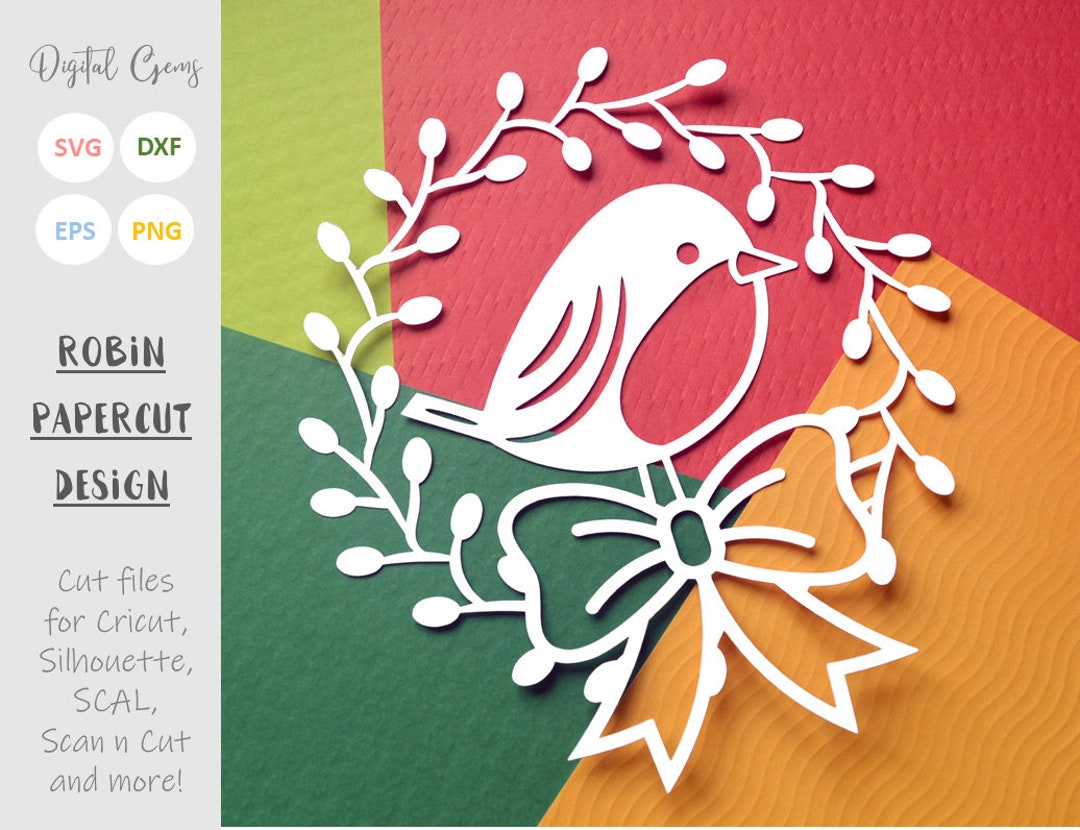 Christmas Robin Paper Cut Svg / Dxf / Eps / Files and Pdf / Png ...
