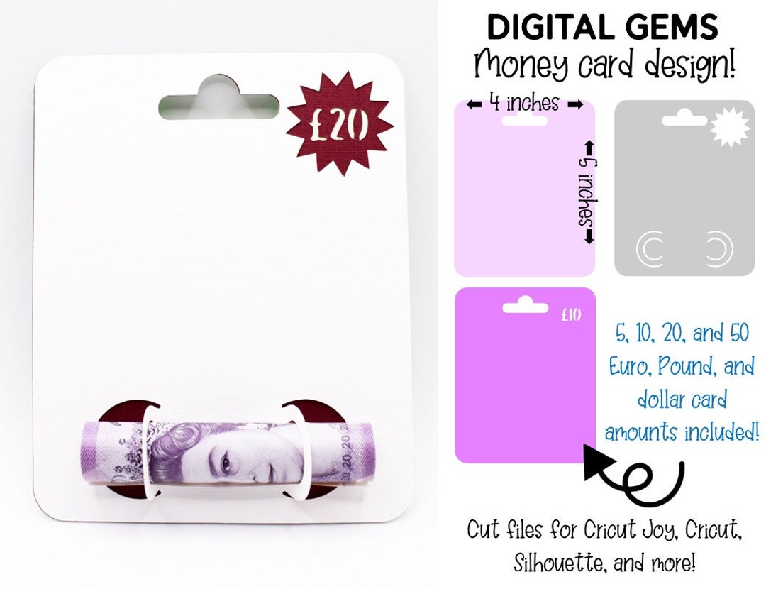 Money Card SVG | Blank Design. Digital Download. Works With Cricut Joy ...