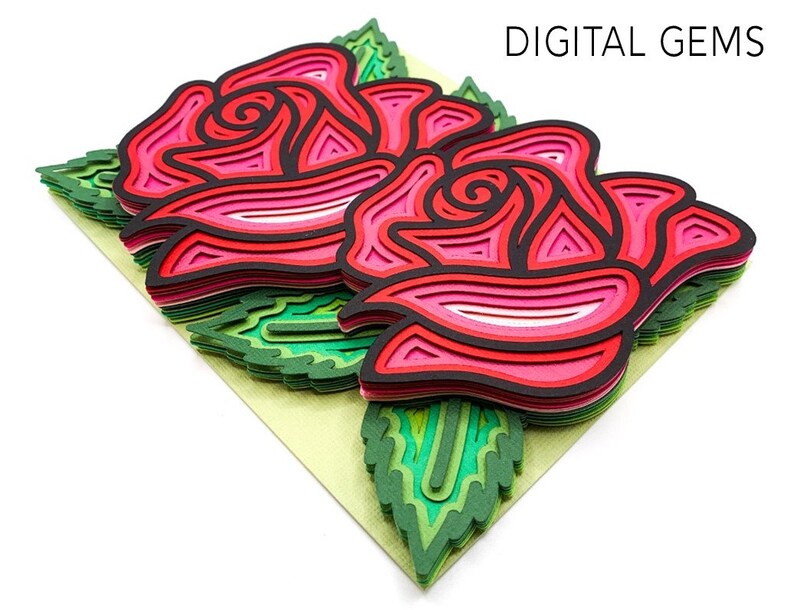 Roses Shadow Box SVG Digital Download. Works With Cricut Joy - Etsy