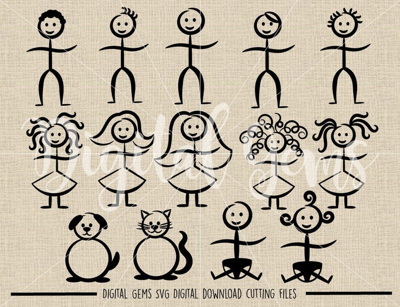 Stick Figures Svg / Dxf / Eps / Png Files. Digital Download. Compatible ...