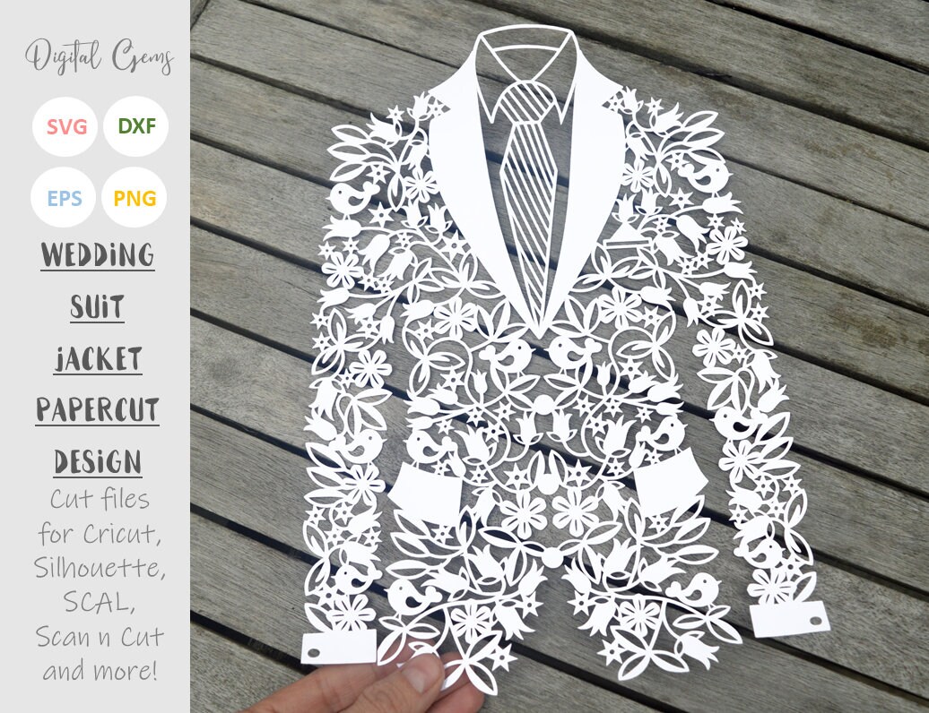 Wedding Suit Jacket Paper Cut Design. Svg / Dxf / Eps Files | Etsy