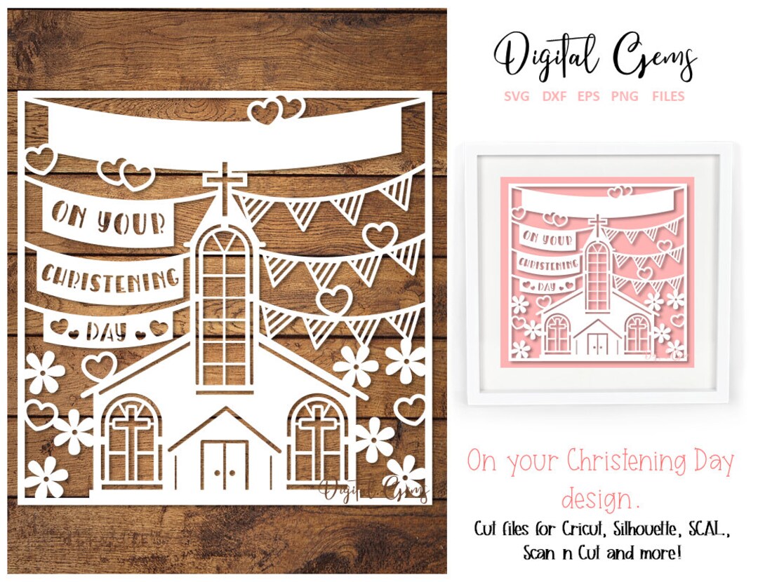 Christening Paper Cut Design. Svg / Dxf / Eps / Png Files and Pdf / Png ...