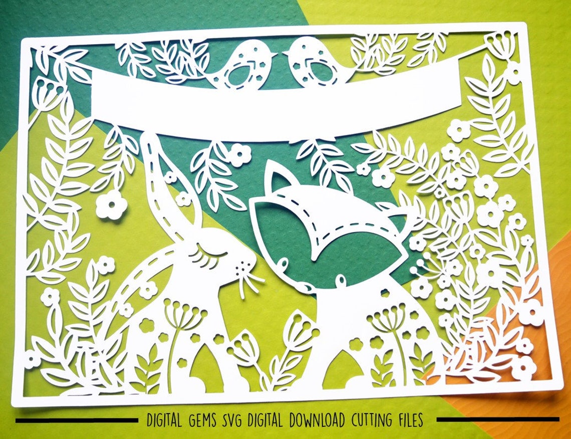 Rabbit and Fox Paper Cut Design. Svg / Dxf / Eps Files and Pdf | Etsy