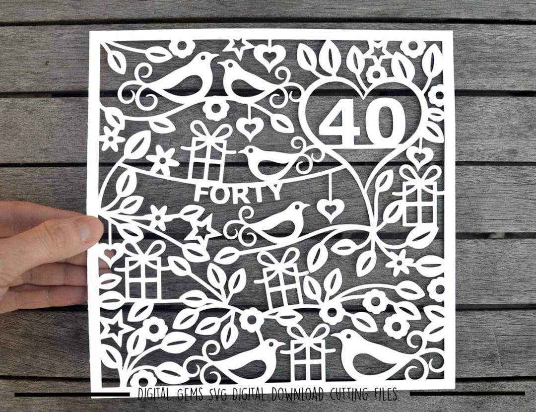 Number 40 Paper Cut Svg / Dxf / Eps / Files and Pdf / Png Printable ...