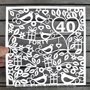Number 40 Paper Cut Svg / Dxf / Eps / Files and Pdf / Png Printable ...