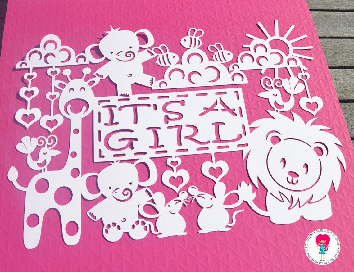 It's a Girl Paper Cut Svg / Dxf / Eps / Files and Pdf / | Etsy