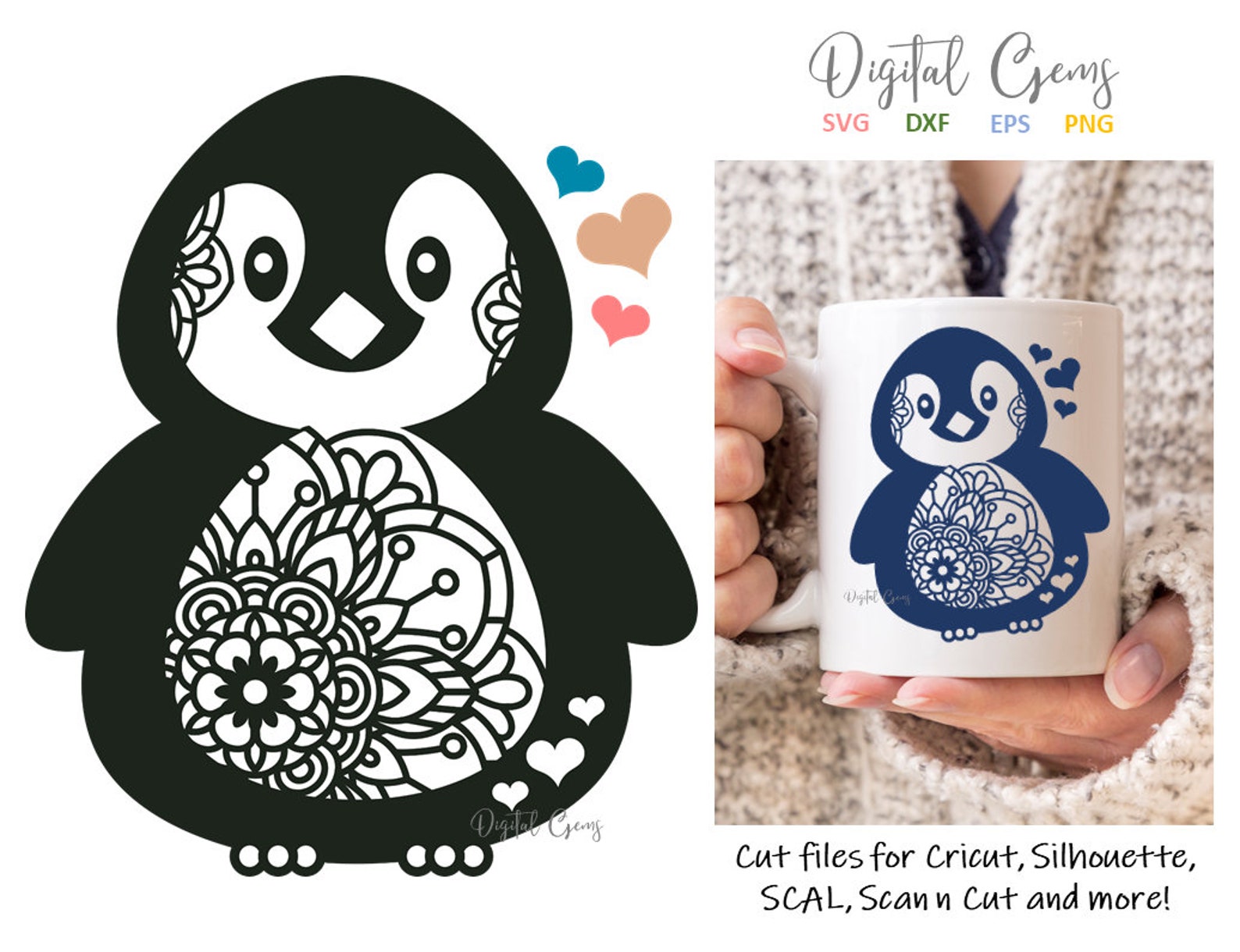 Penguin Svg / Dxf / Eps / Png Files. Digital Download. Compatible With ...