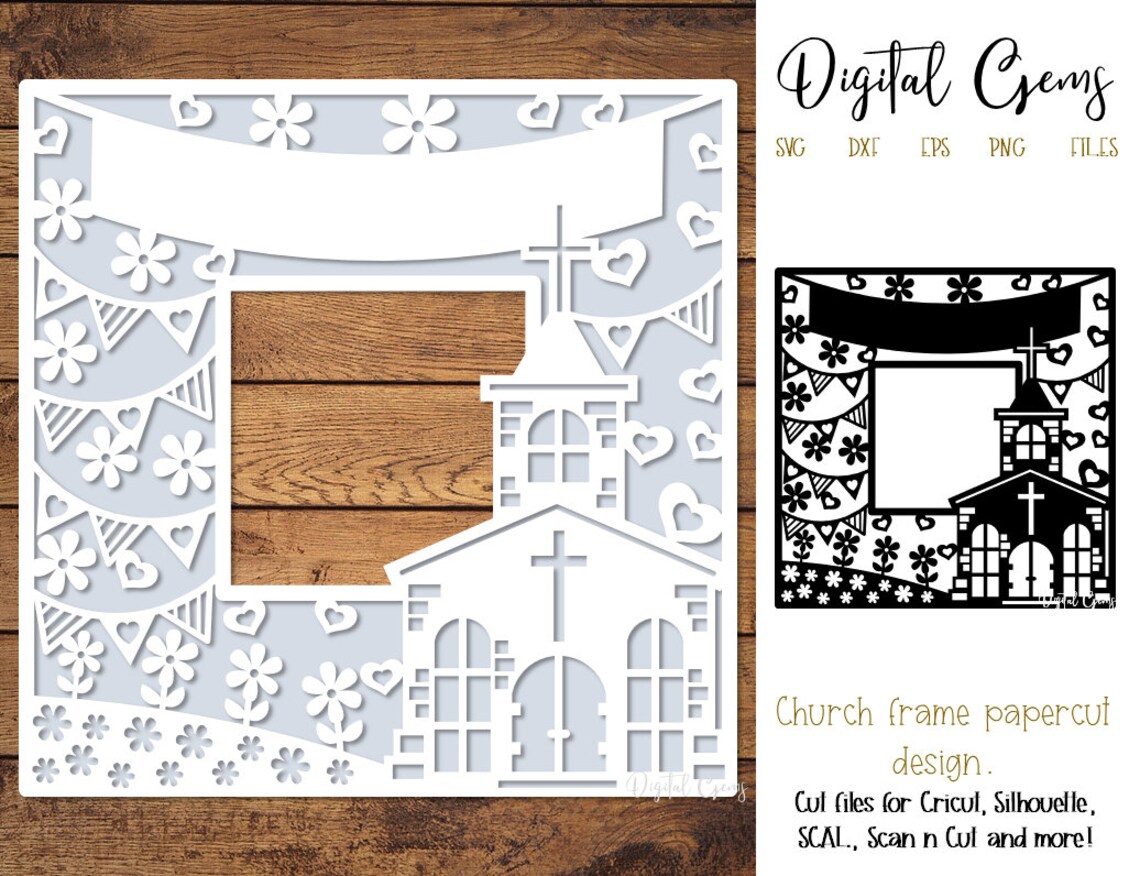 Church Frame Paper Cut Design. Svg / Dxf / Eps / Png Files and Pdf ...