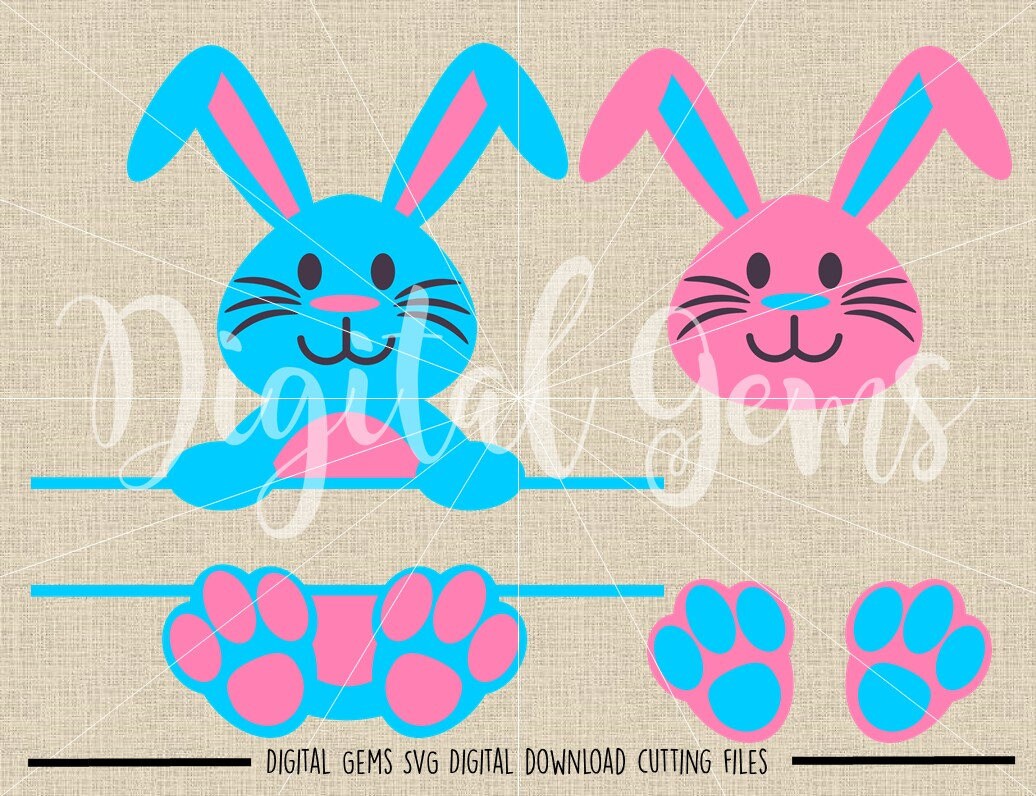 Split Rabbit Rabbit Face and Feet Easter Svg / Dxf / Eps / - Etsy UK