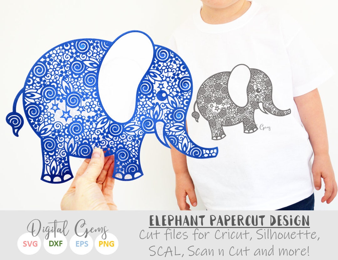 Zentangle Elephant Paper Cut Svg / Dxf / Eps / Files and Pdf / Png ...