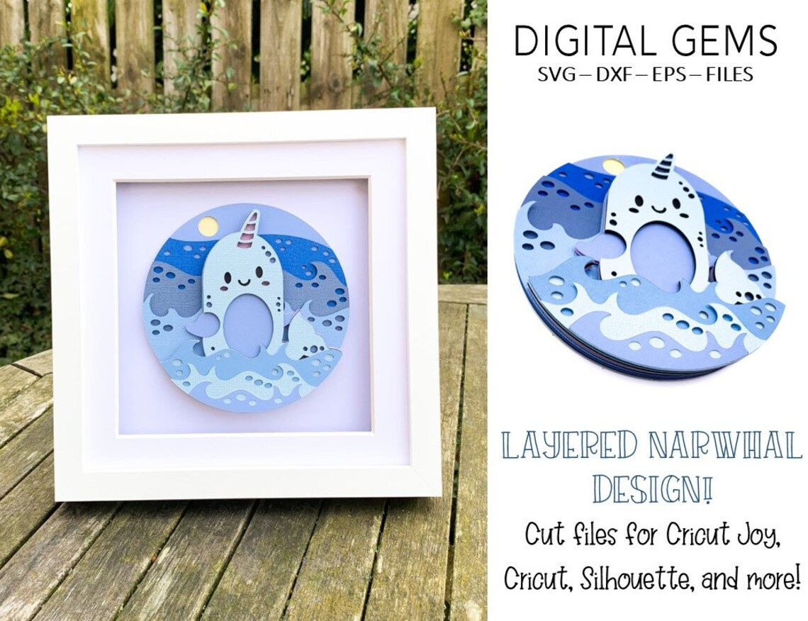 Narwhal Shadow Box SVG: Layered Sea Design (digital Download) - Etsy