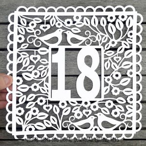 Number 18 Paper Cut Svg / Dxf / Eps / Files and Pdf / Png Printable ...