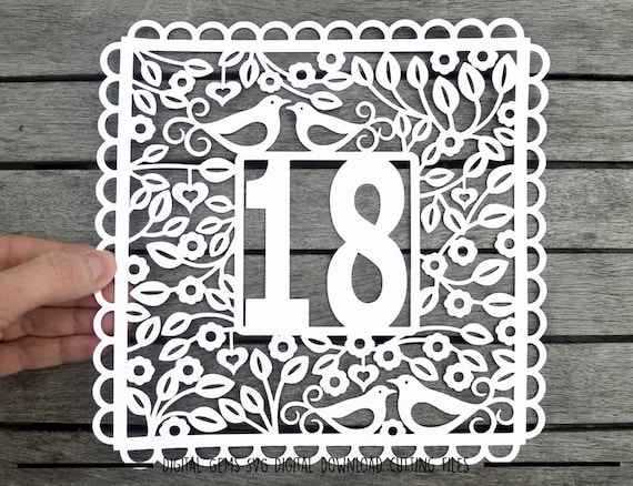 Number 18 Paper Cut Svg / Dxf / Eps / Files and Pdf / Png | Etsy