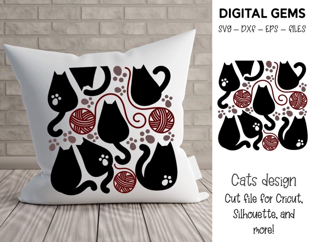 Cats Design. Svg / Dxf / Eps Files. Digital Download. Compatible With ...