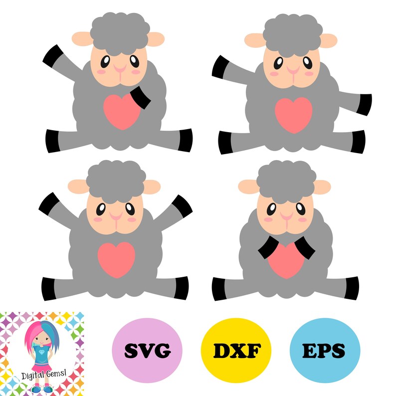 4 Sheep SVG Files for Vinyl & HTV | Cute Farm Animal Designs for Cricut ...