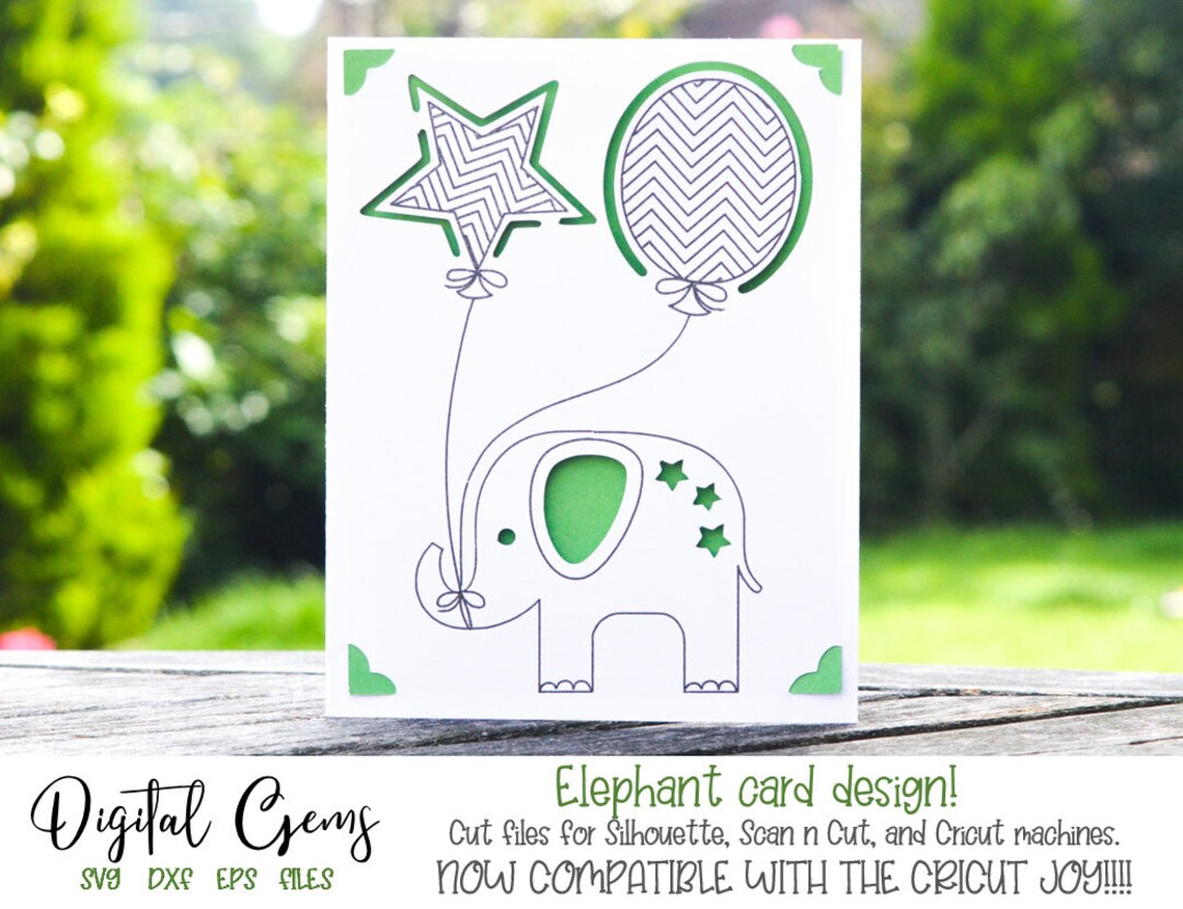 Elephant Card, Svg / Dxf / Eps Files. Digital Download. Compatible With ...