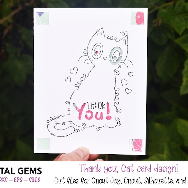 Cricut Cat Thank You Card - Etsy